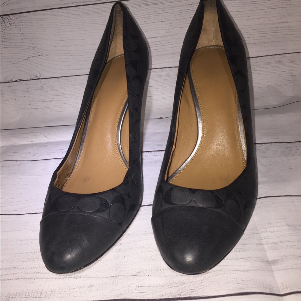 Coach Natassia Goat/Black Embossed Leather Heel - Gem